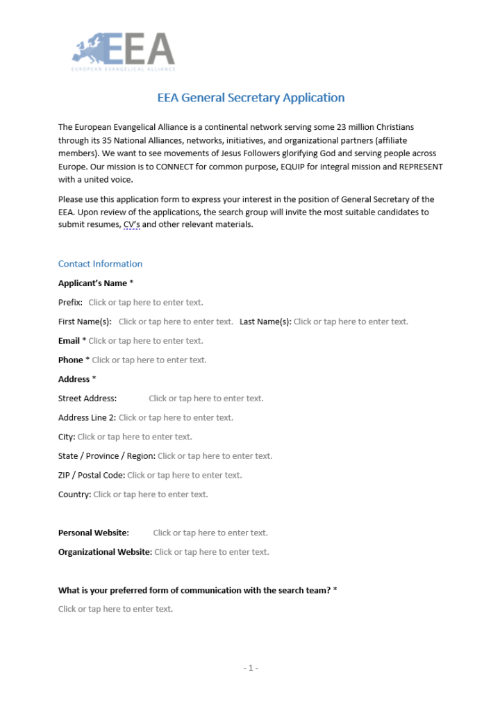 application form - EEA